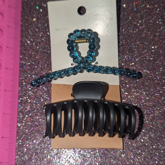 a new day | Accessories | 5 Set Of 2 Large Hair Clips Blue Beaded A New ...